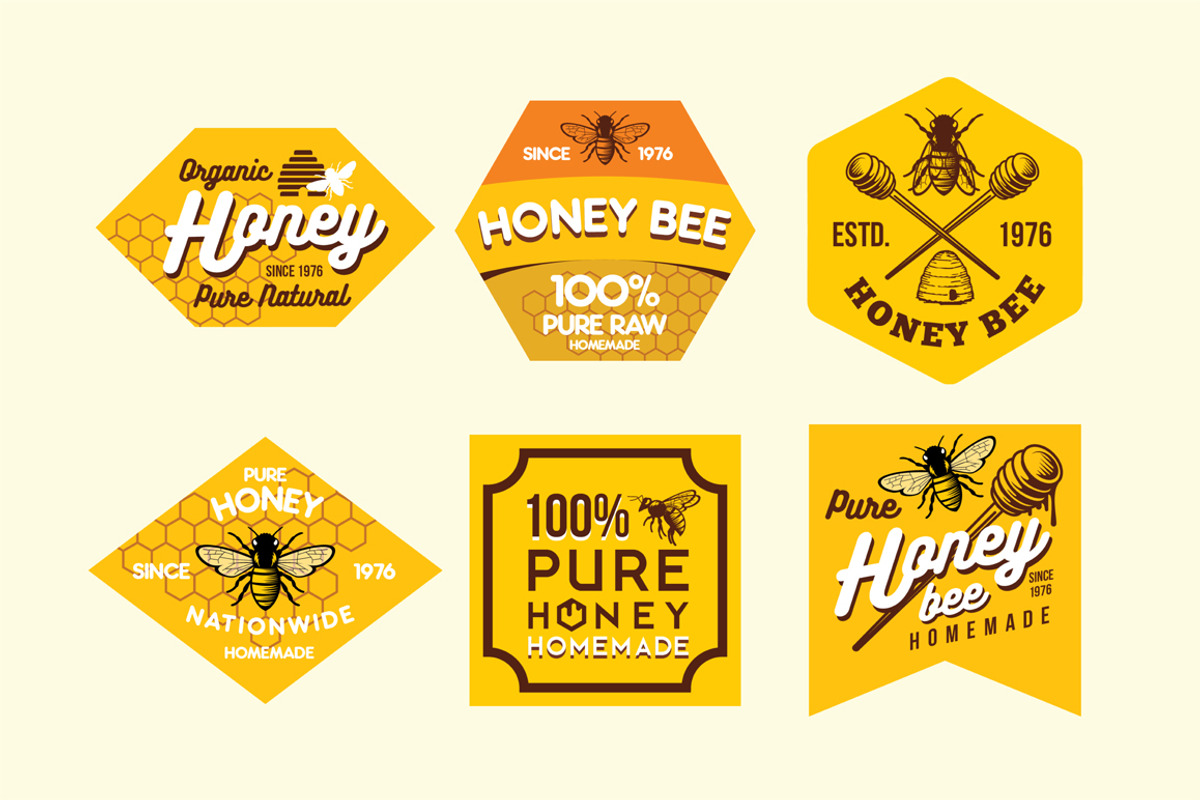 Honey Bee Labels Sticker, a Branding & Logo Template by G7