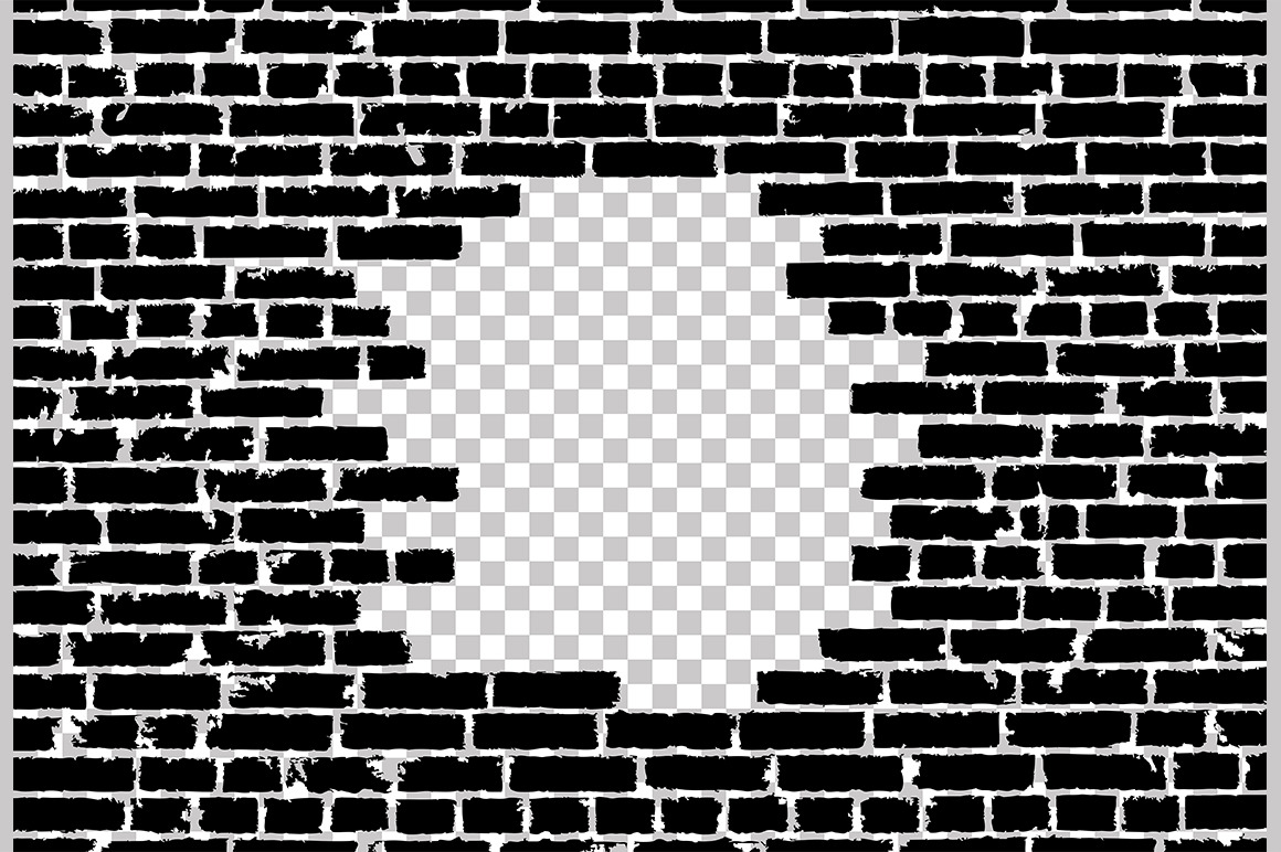Vector broken realistic brick wall | Decorative Illustrations ...