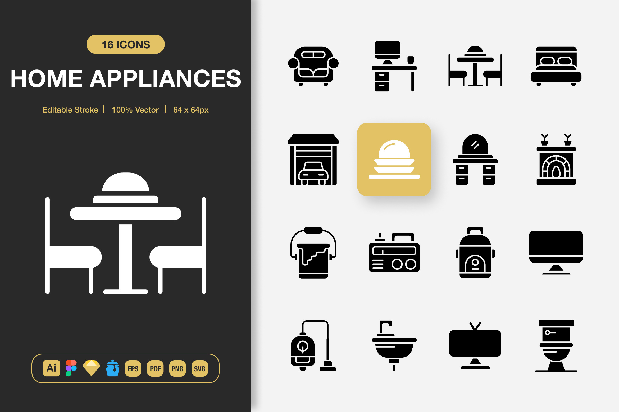Home Appliances Solid Icons, a Solid Icon by Spacepixel Creative