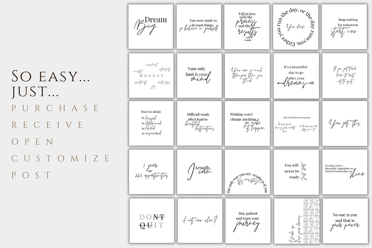 Motivation Quote Canva Template Pack, a Social Media Template by ...