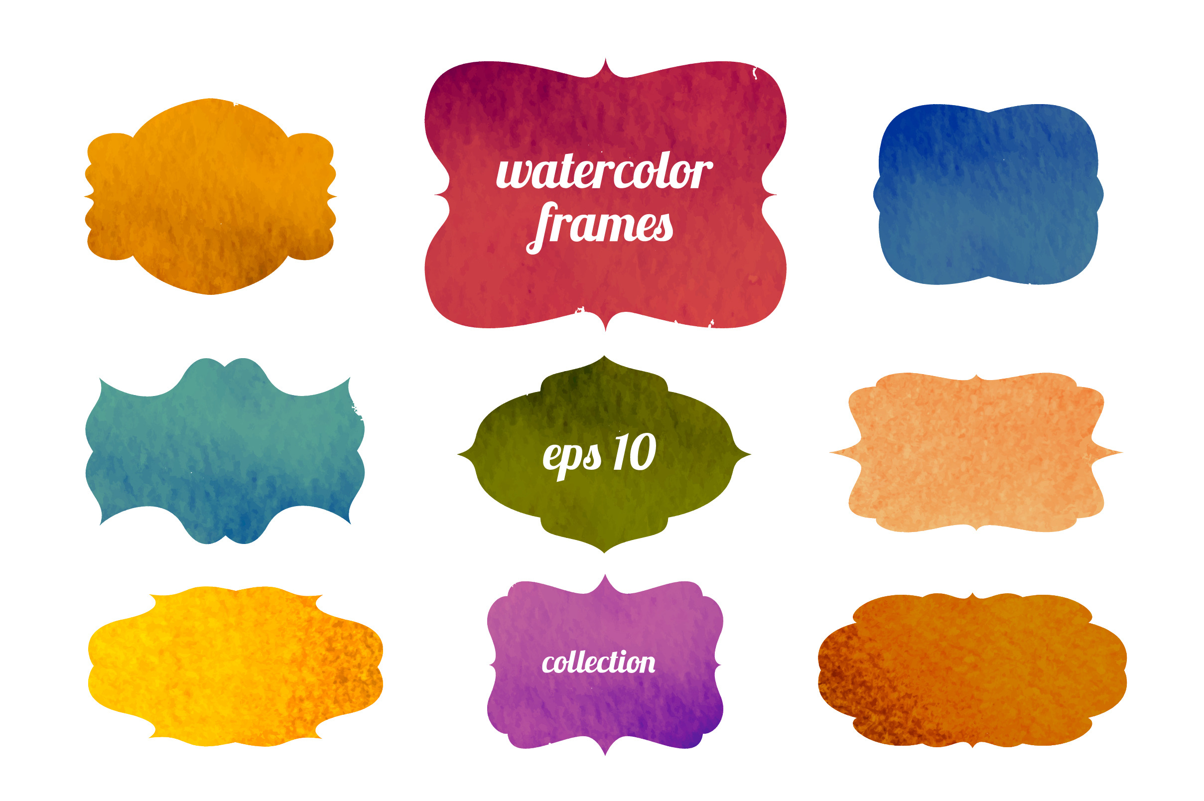 watercolor vector frames, an Object Graphic by Crazy nook