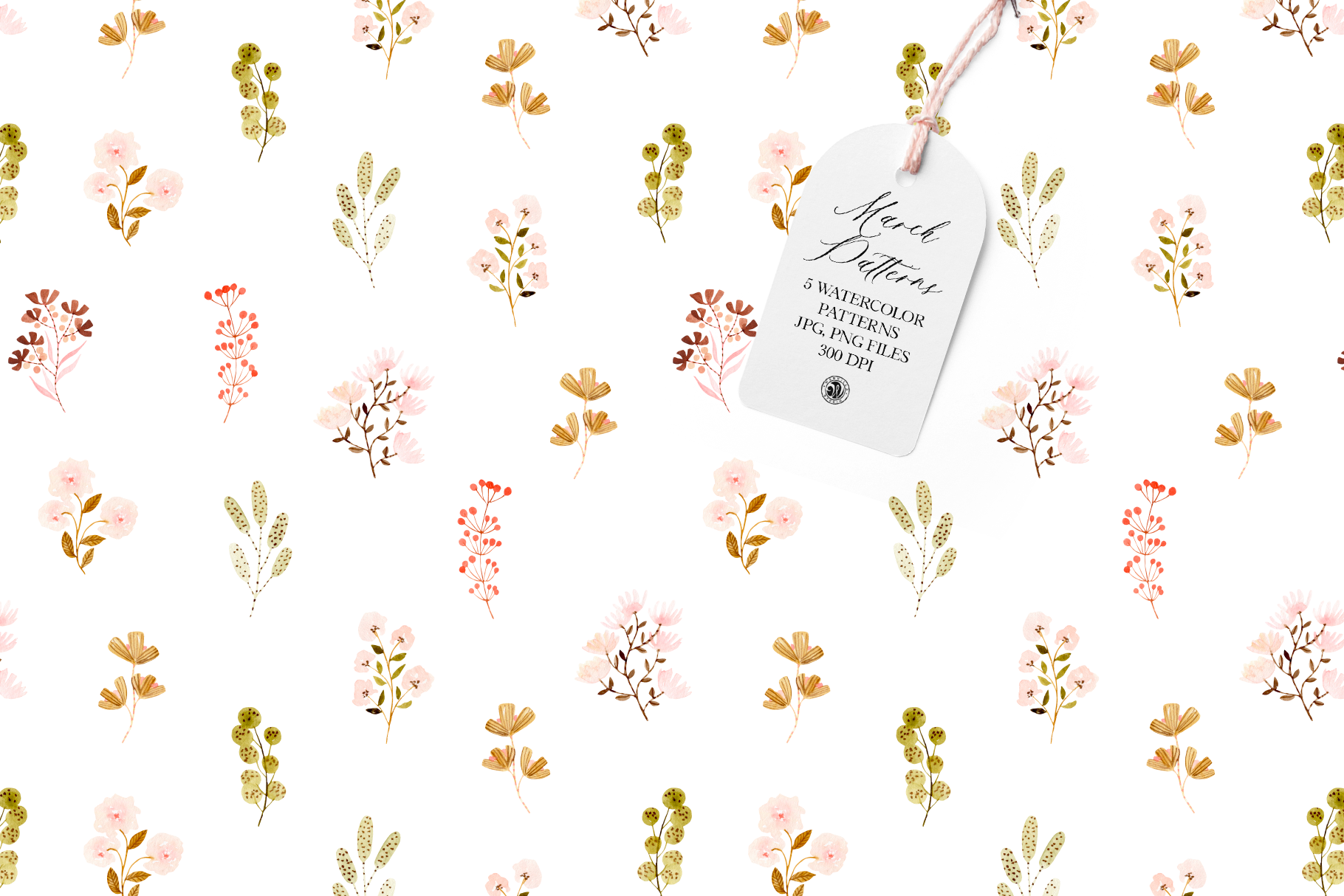 March Patterns - Watercolor Set, a Pattern Graphic by Webvilla Studio