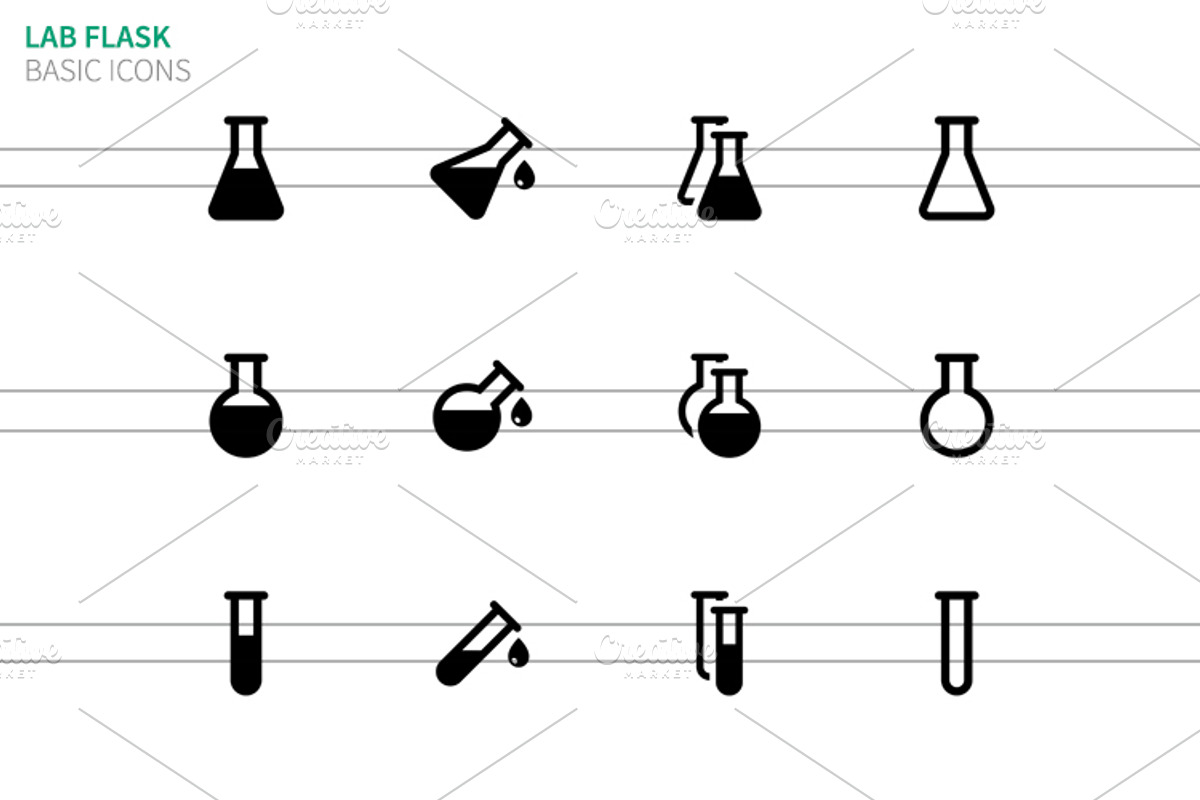 Lab flask icons on white background, an Icon by theungsys
