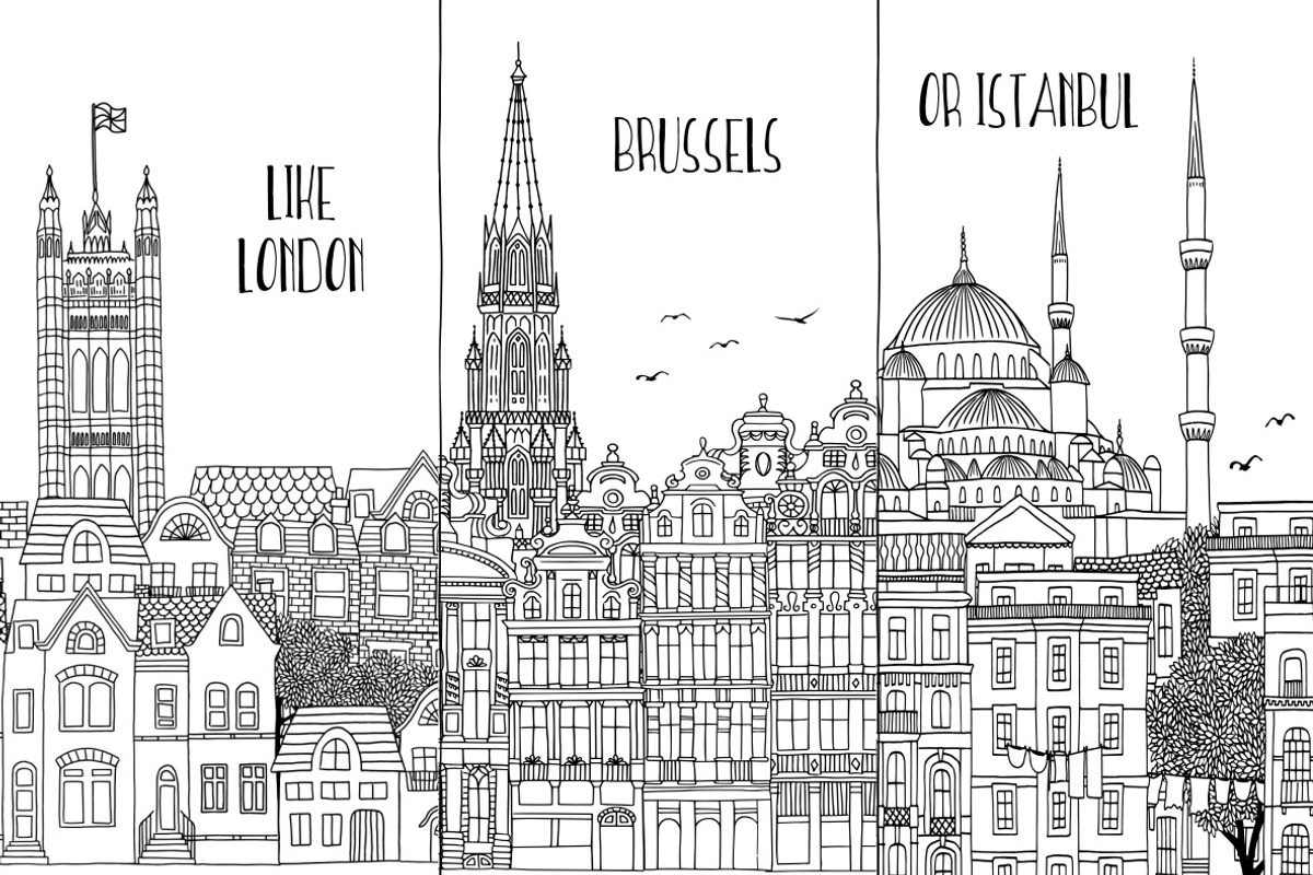 Cities in Europe - hand drawn set, an Illustration by Franzi draws