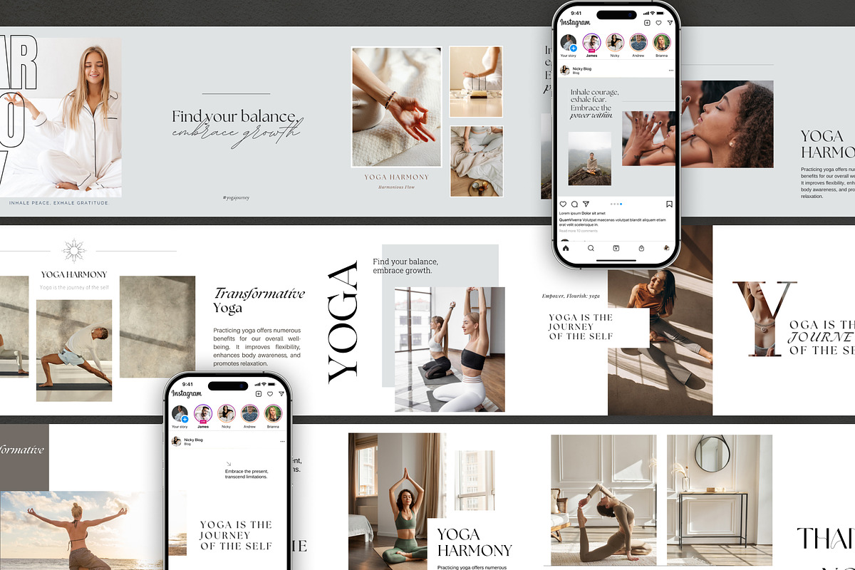 Yoga Instagram Carousel Template, a Social Media Template by ...
