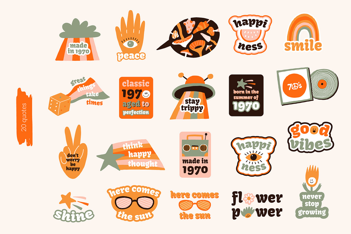 Retro revival pack. Groovy clipart, a Graphic by Murvin