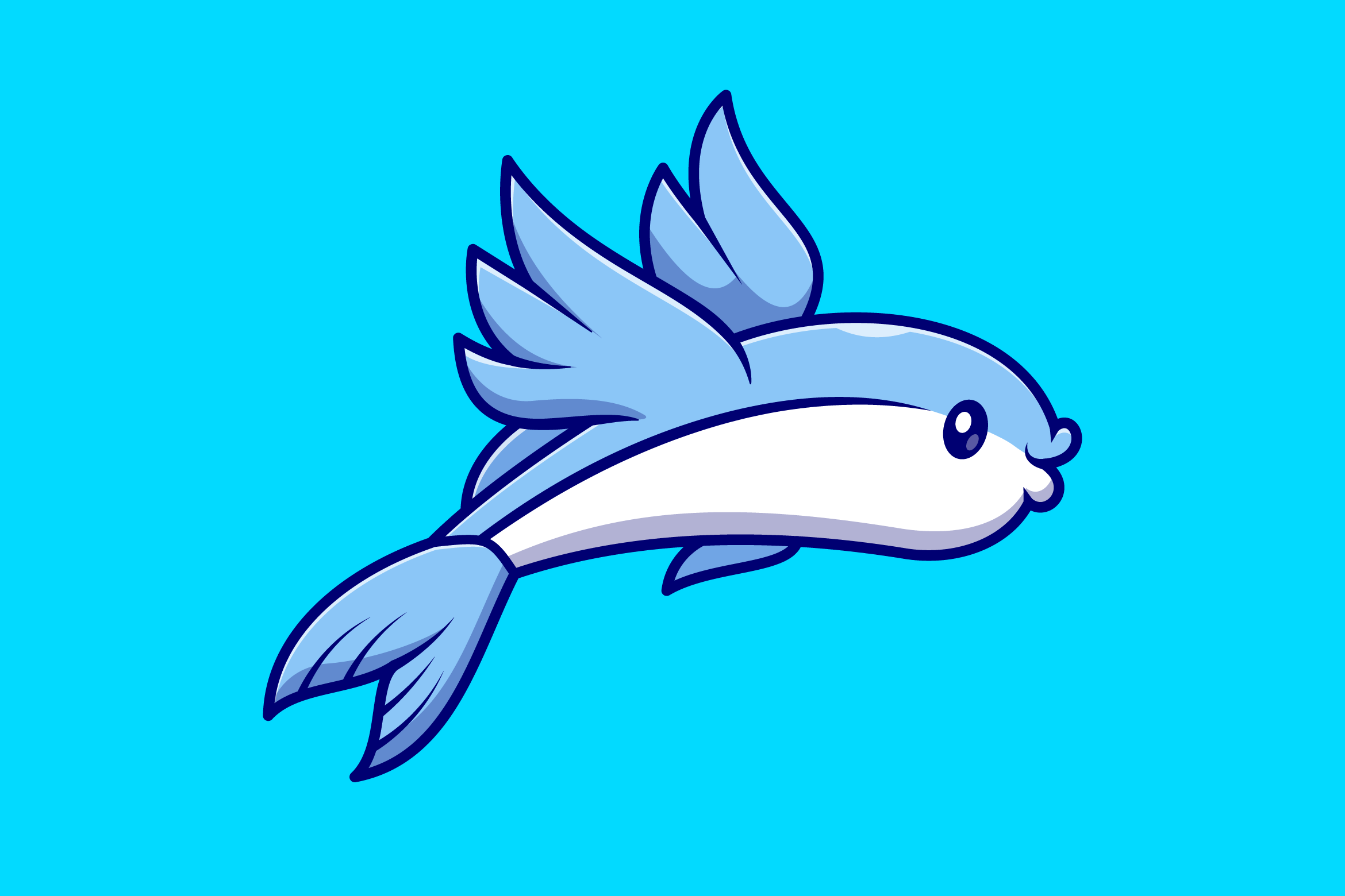 Cute Flying Fish Swimming Cartoon, an Animal Illustration by Catalyst Labs