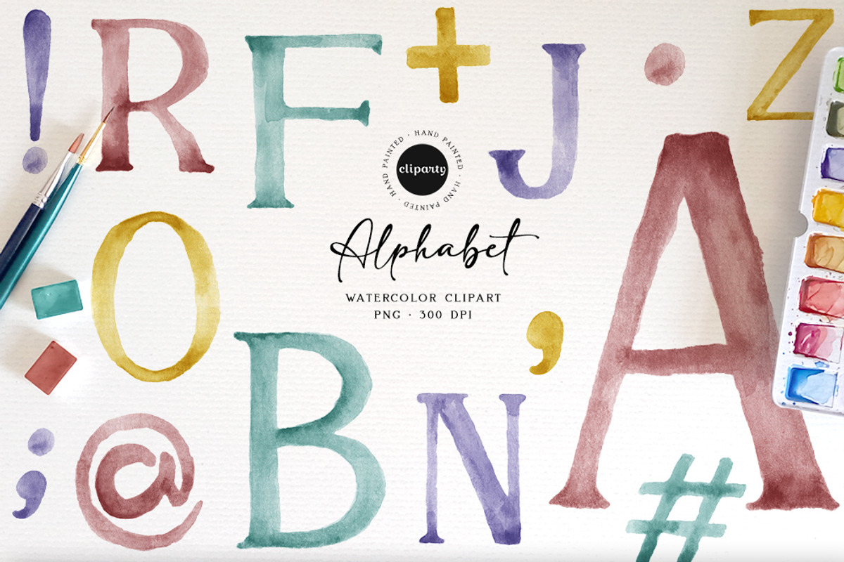 Watercolor Alphabet Clipart | Creative Market
