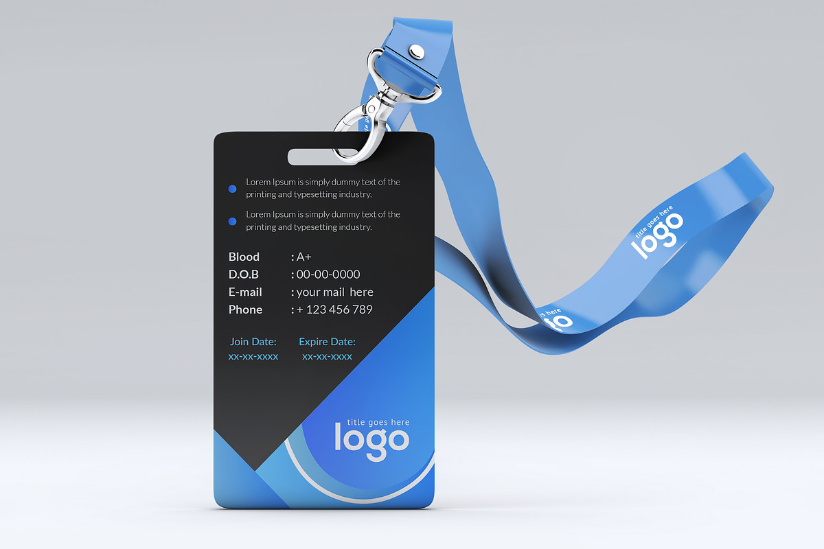 Blue & Black ID Card Design, a Stationery Template by ZAAS | Creative ...