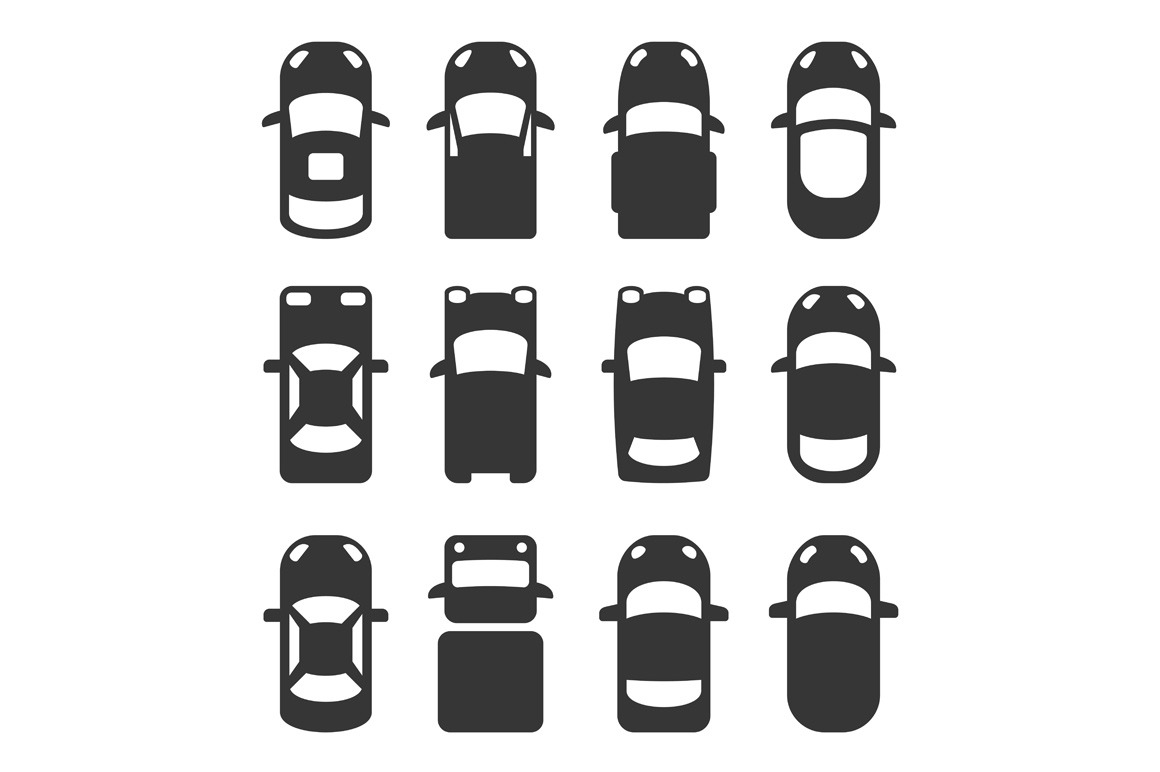 Car Top View Icons Set, an Icon by in8finity