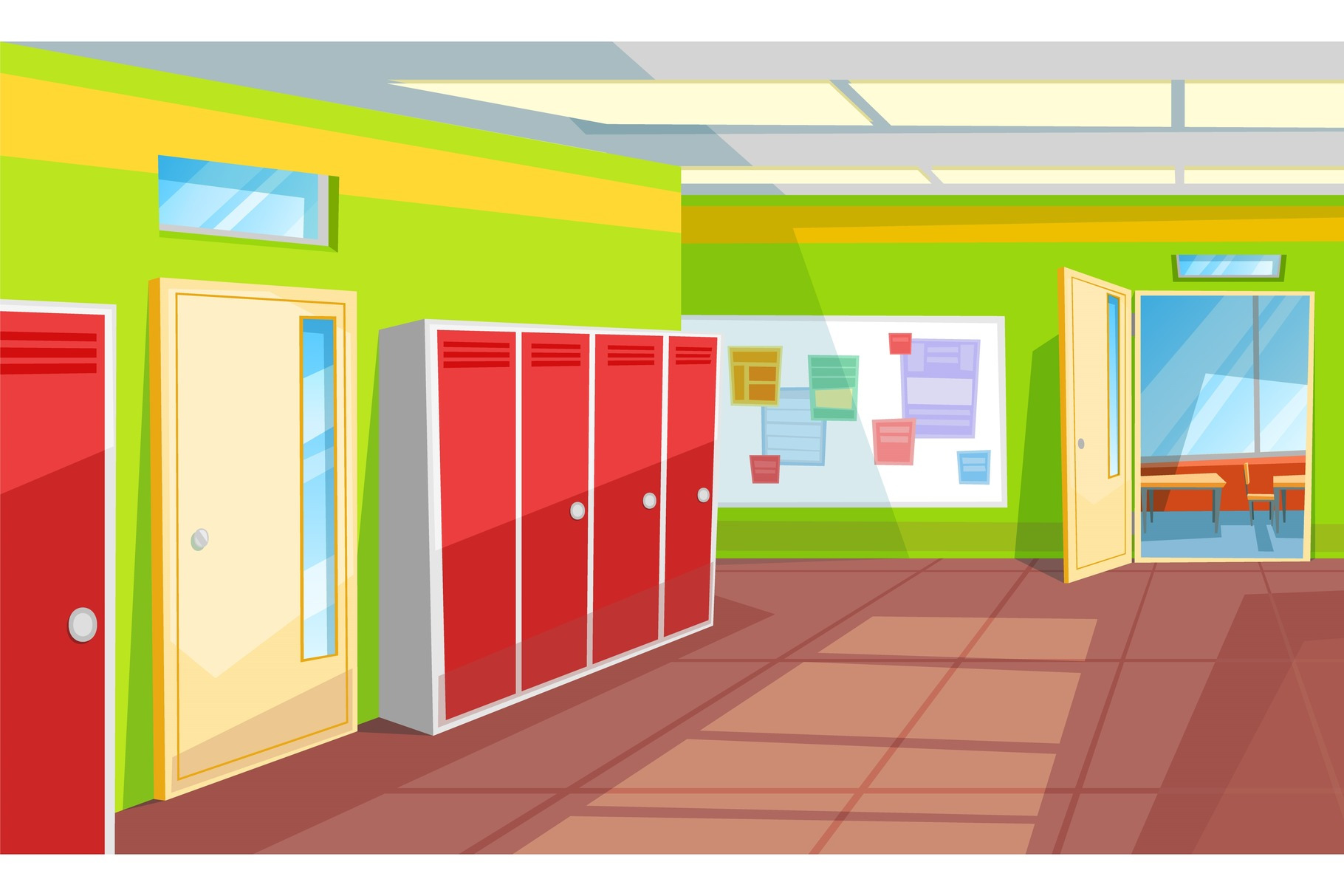 School Corridor Classroom Interior | Education Illustrations ~ Creative ...