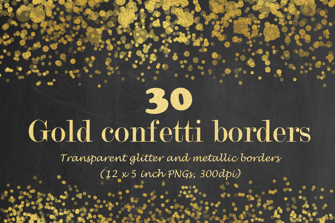 Gold confetti borders, a Pattern Graphic by Paper Farms