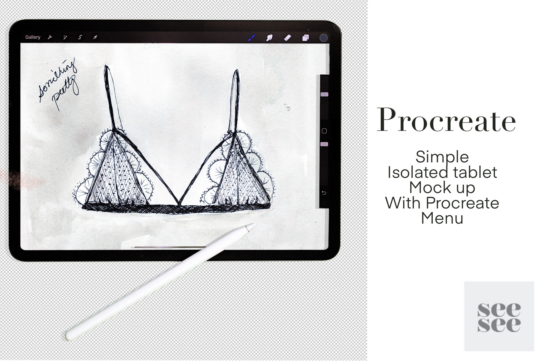 Isolated iPad with Procreate Menu, a Product Mockup by CC CREATIVE CO