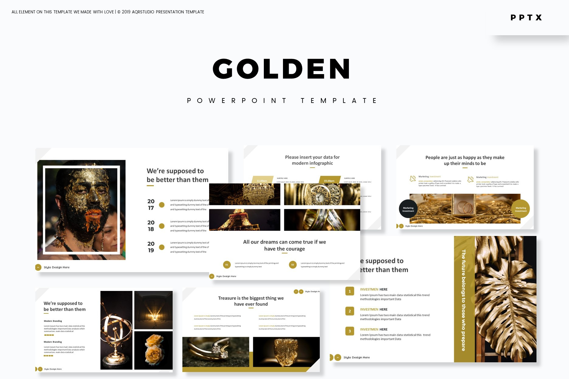 Golden - Powerpoint Template, a Presentation Template by AQR Studio