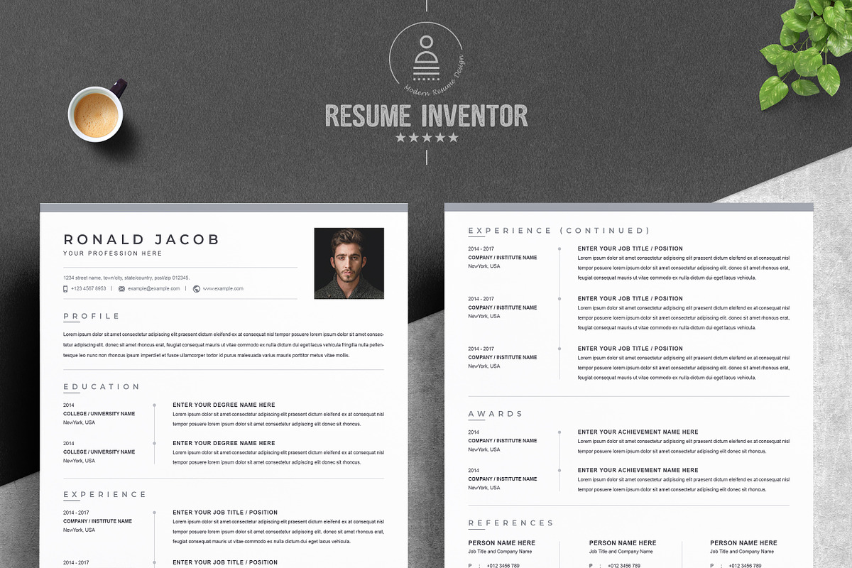 Clean Word CV with Cover Letter, a Resume Template by ResumeInventor ...