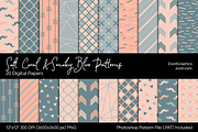 Coral & Blue Digital Papers, a Pattern Graphic by ZoollGraphics