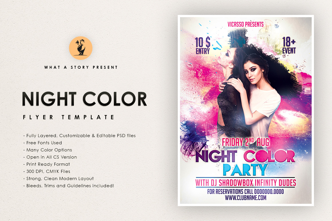 Night Color, a Flyer Template by What a Story