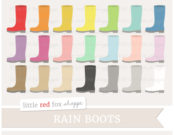Rain Boot Clipart, an Illustration by Little Red Fox Shoppe | Creative ...