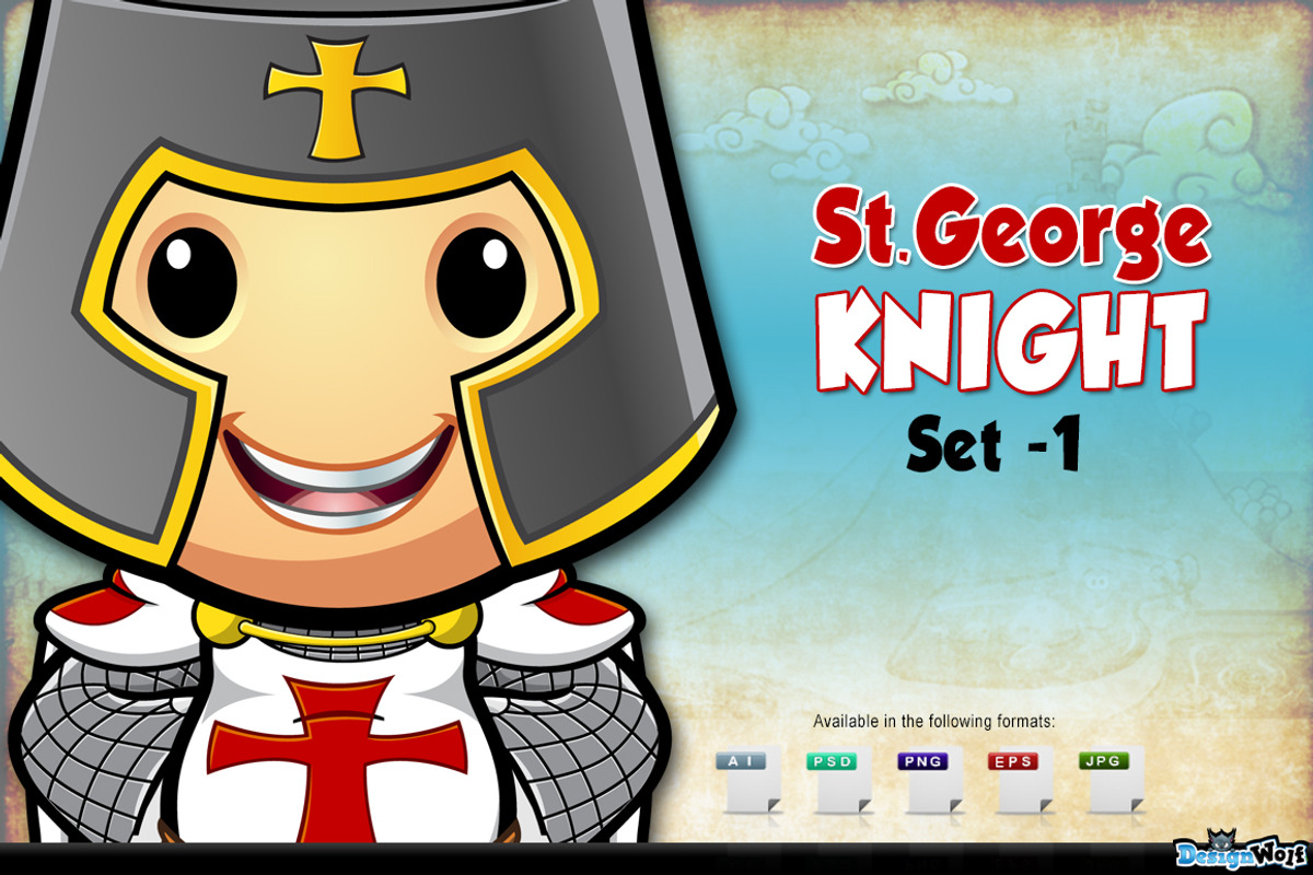 St. George Knight Character - Set 1, an Illustration by DesignWolf
