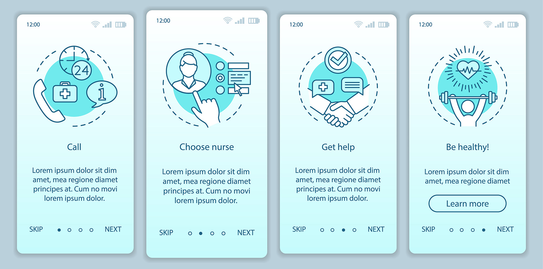 Nurse service mobile app pages, a Templates & Theme by IMG visuals icons