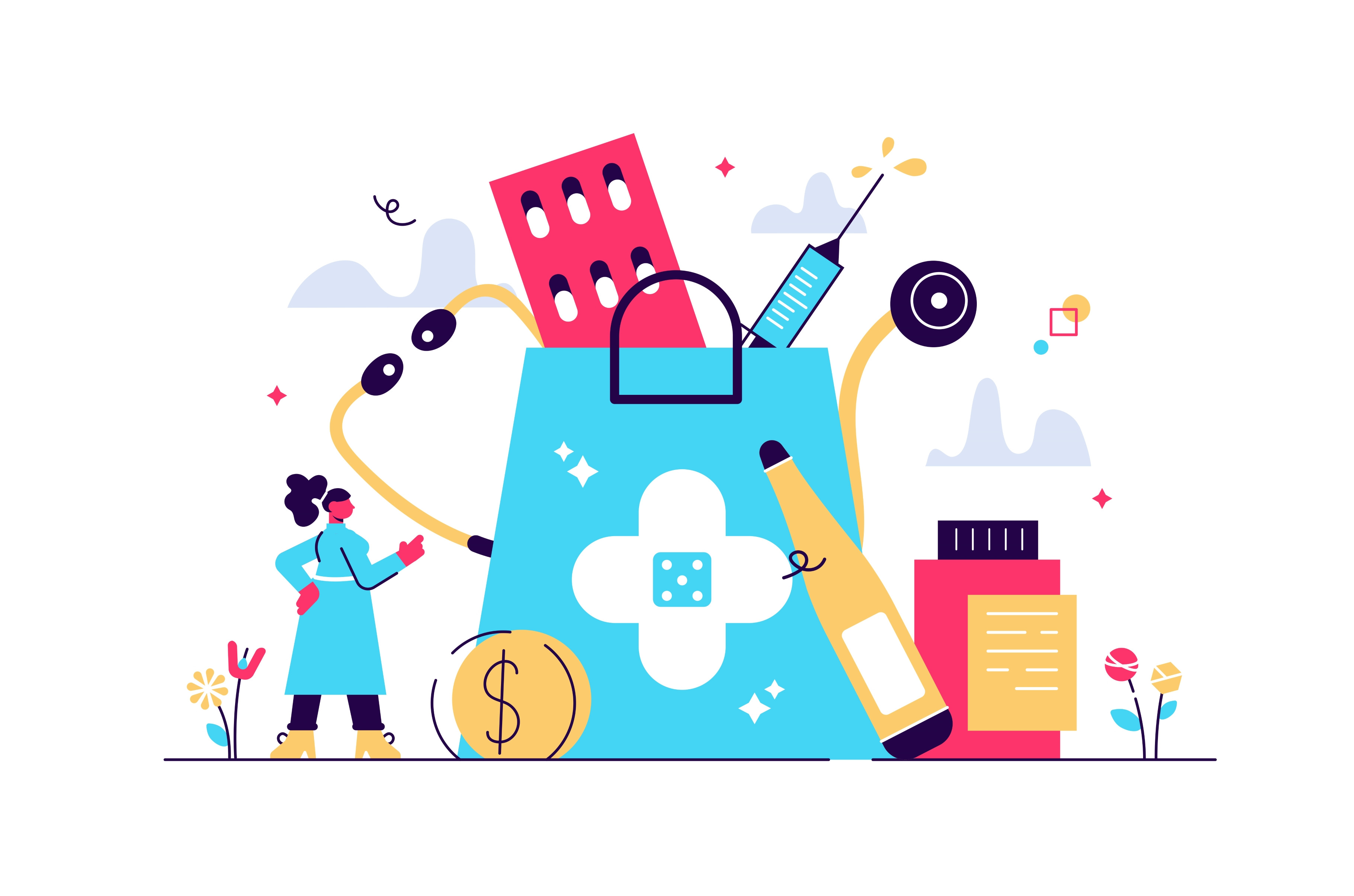 Pharmacy business with medical drug, an Object Graphic by marcovector