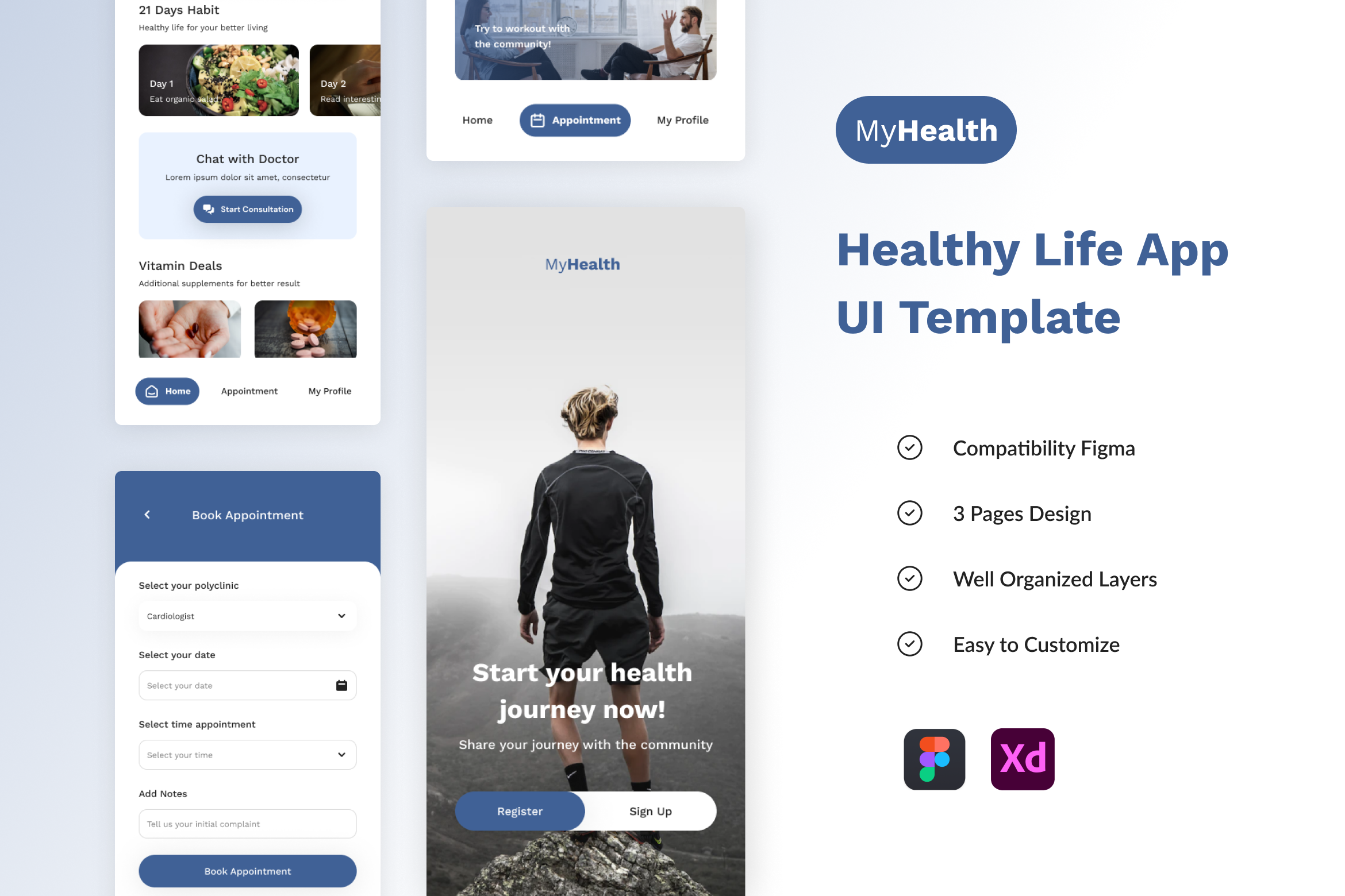 MyHealth - Healthy Life UI Kit, an App Template by MikroType Std