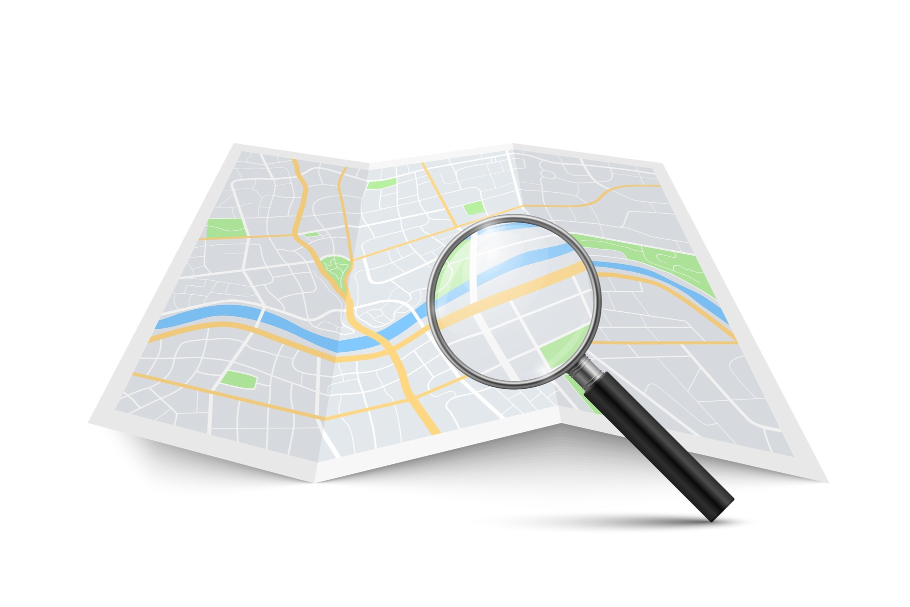 Realistic magnifying glass and map | Transportation Illustrations ...