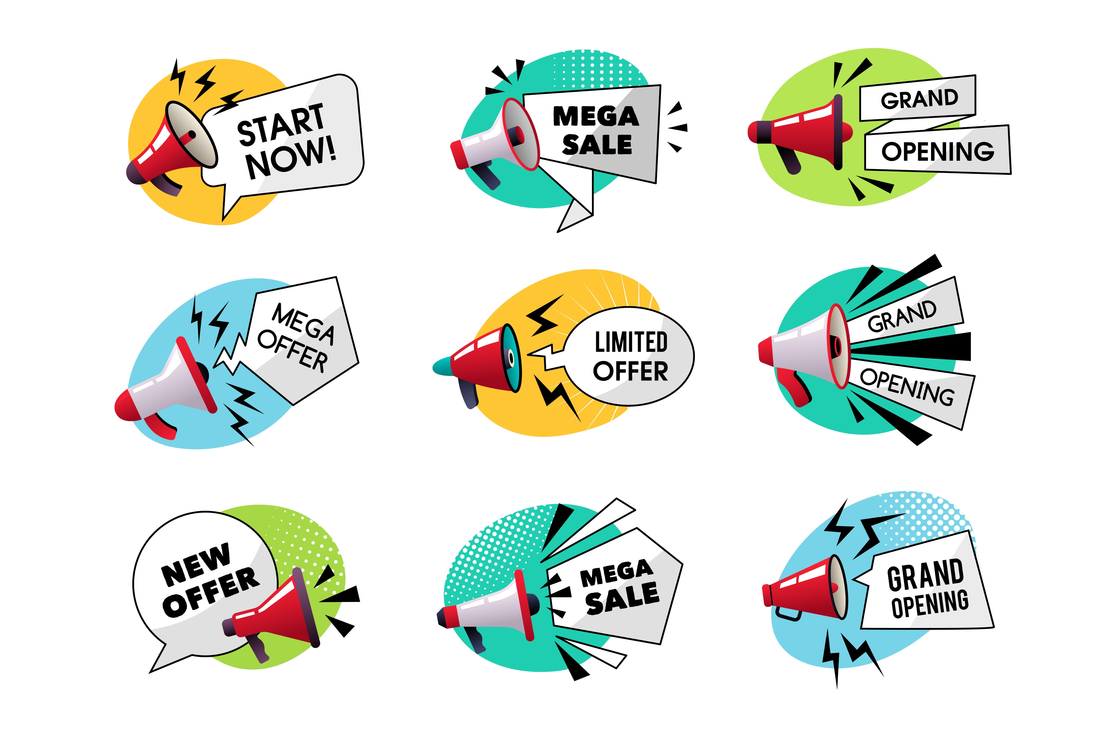 Megaphone badges. Ads templates with, a Graphic by Onyx
