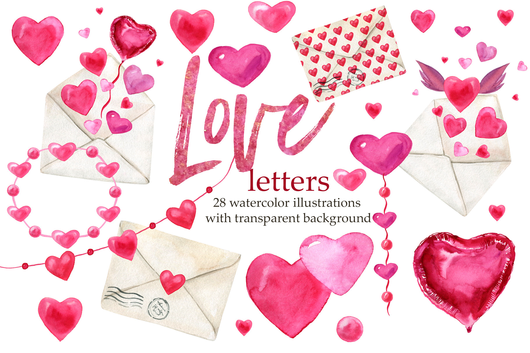 Love letters, Valentines Day clipart