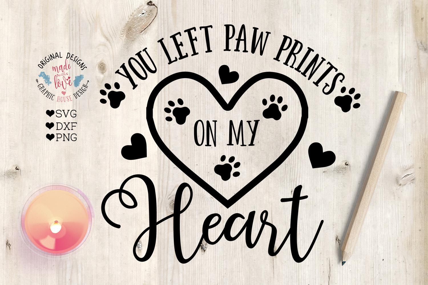 Pet Memorial Paw Prints on My Heart, an Illustration by Graphic House ...
