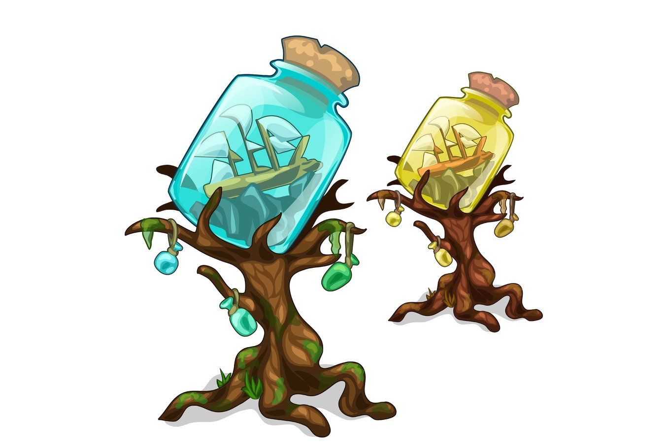 Trees with bank. Marine concept, a Decorative Illustration by ...