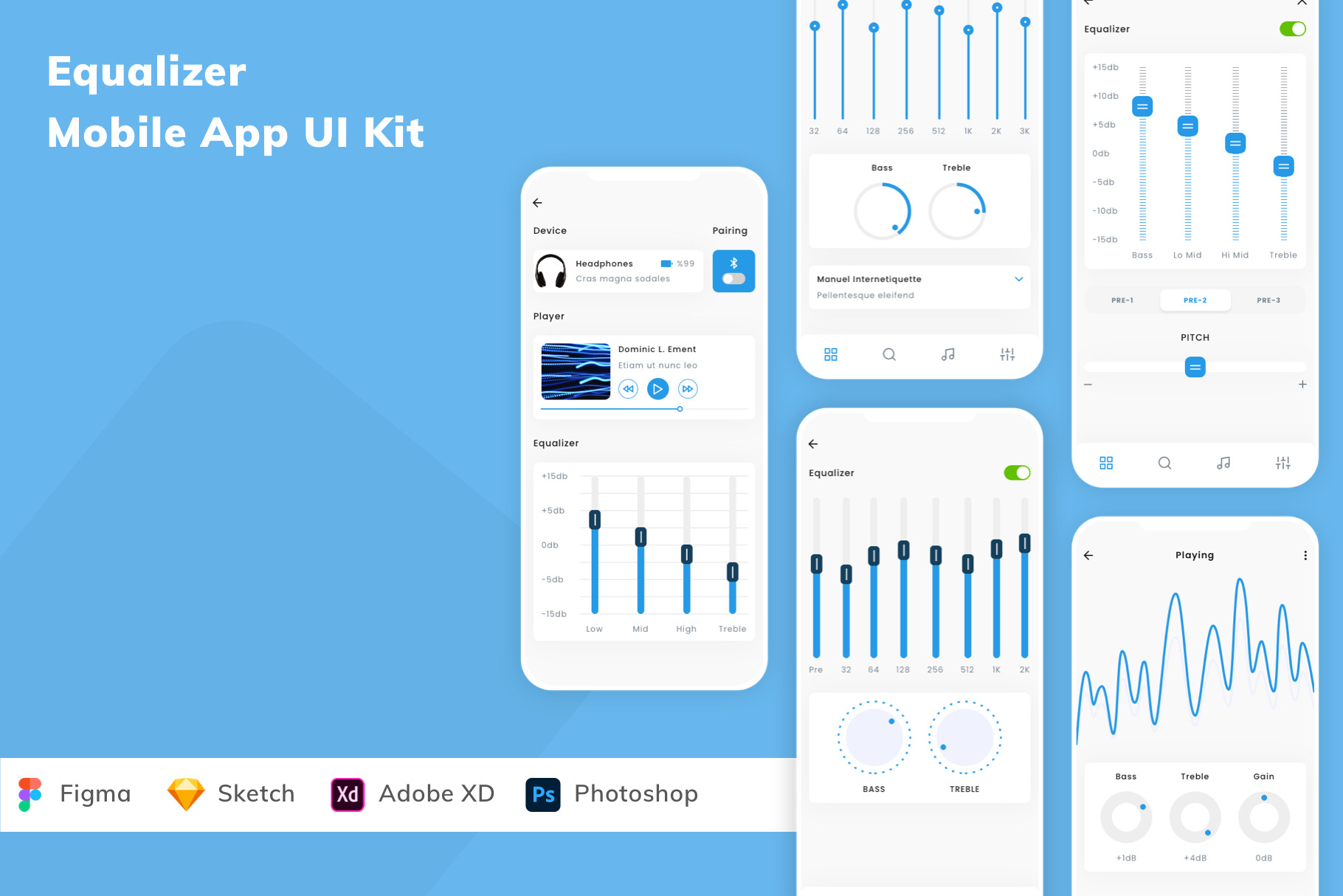 Equalizer Mobile App UI Kit, an UI Kit Template by Betush | Creative Market