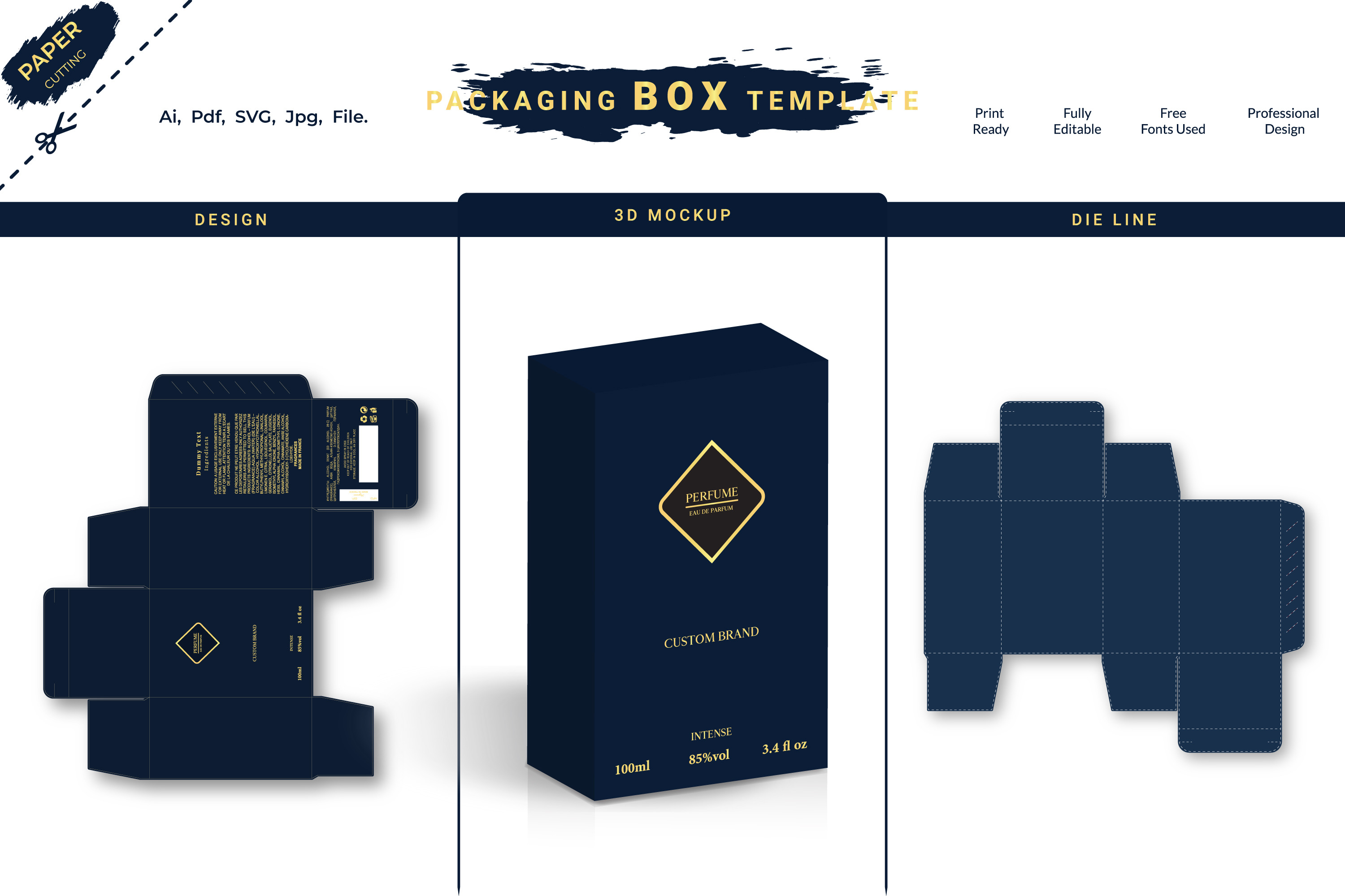 3D Box Packaging Design Template, an Object Graphic by sumonuix
