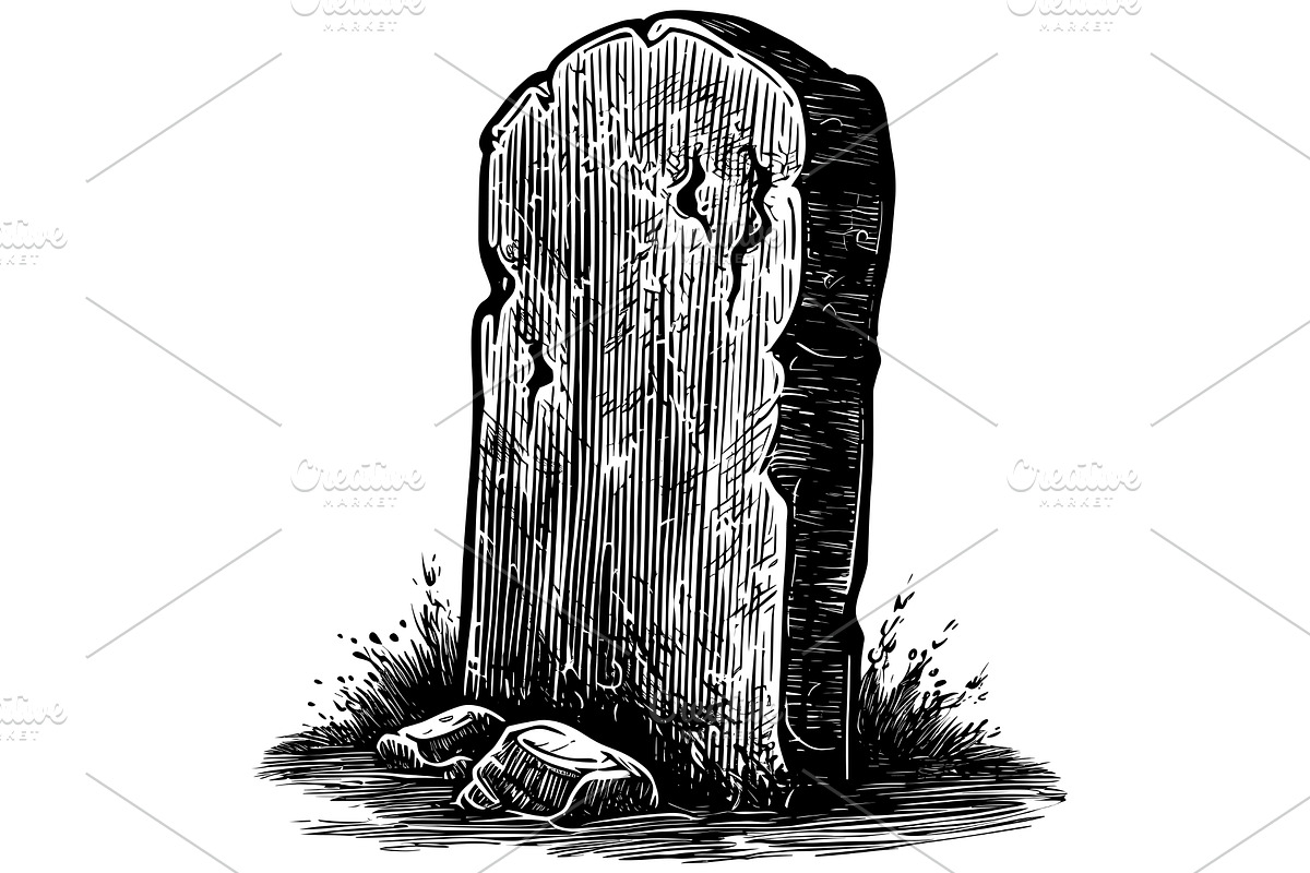 Tombstone Black and White, an Object Illustration by Malchev