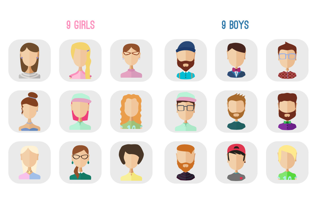 34+ Avatars flat set +png files, an Icon by Viaireshop