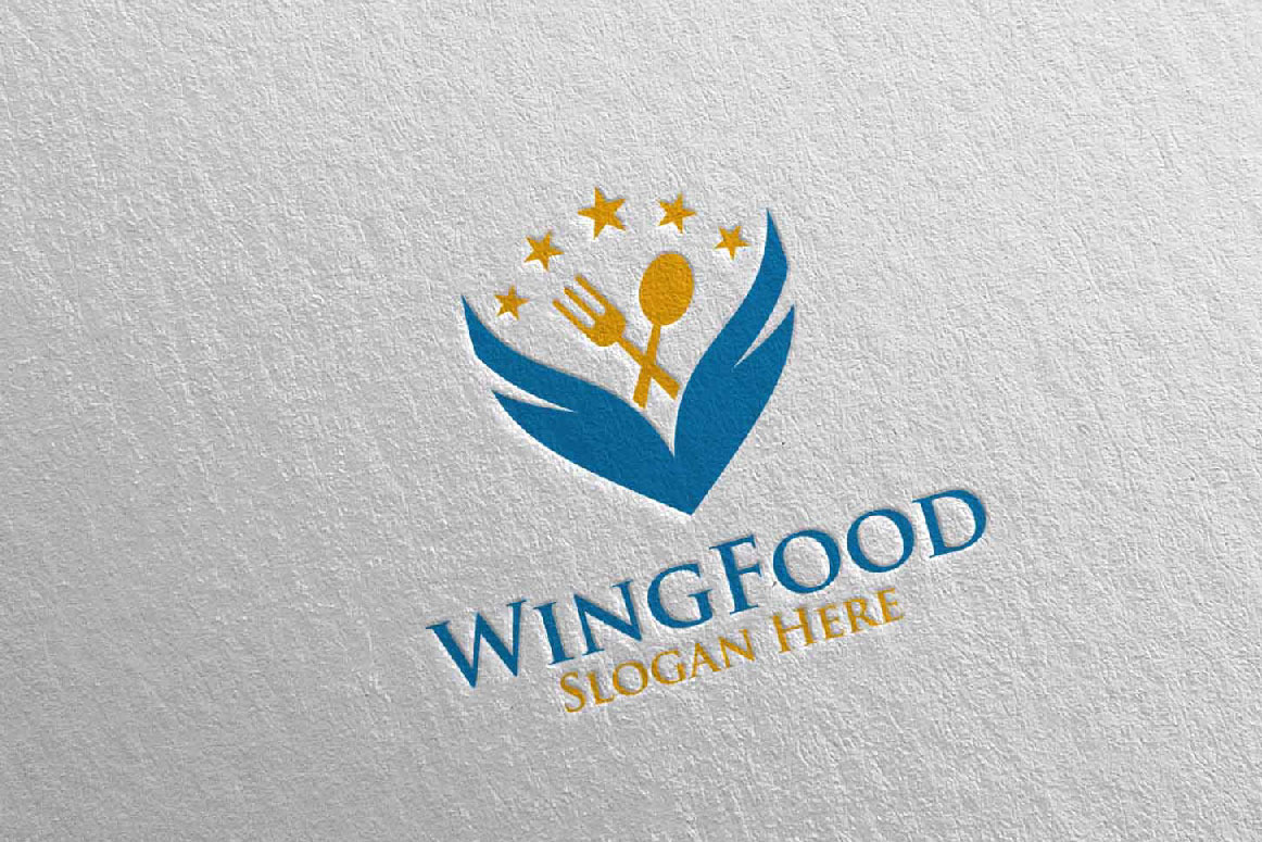 Wing Food Logo Restaurant or Cafe 69, a Branding & Logo Template by ...