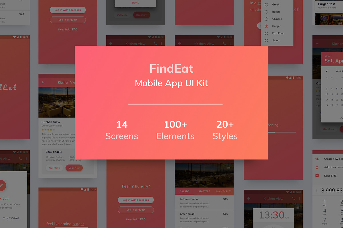 Mobile App UI Kit, an UI Kit Template by MNML Studio