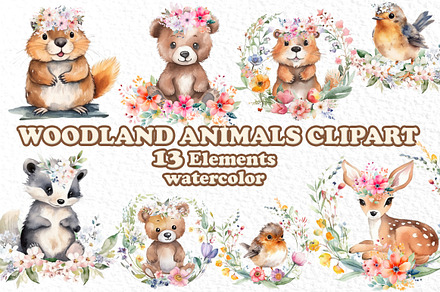 Watercolor forest animals clipart, an Animal Illustration by vivastarkids