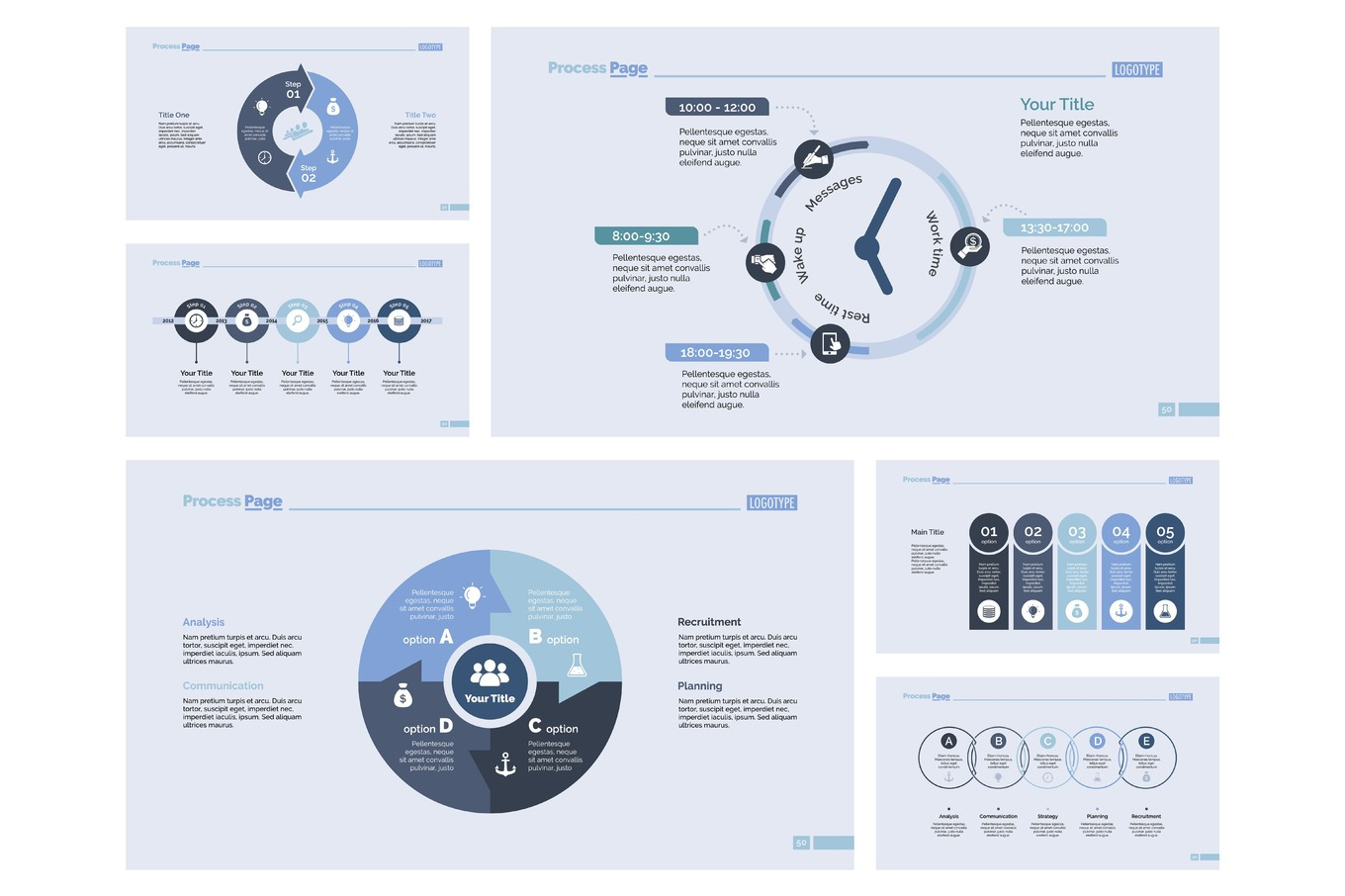 Six Planning Slide Templates Set | Work Illustrations ~ Creative Market