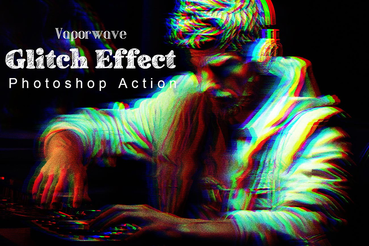Vaporwave Glitch Effect Ps Action, an Action Add-On by Studio Retouch