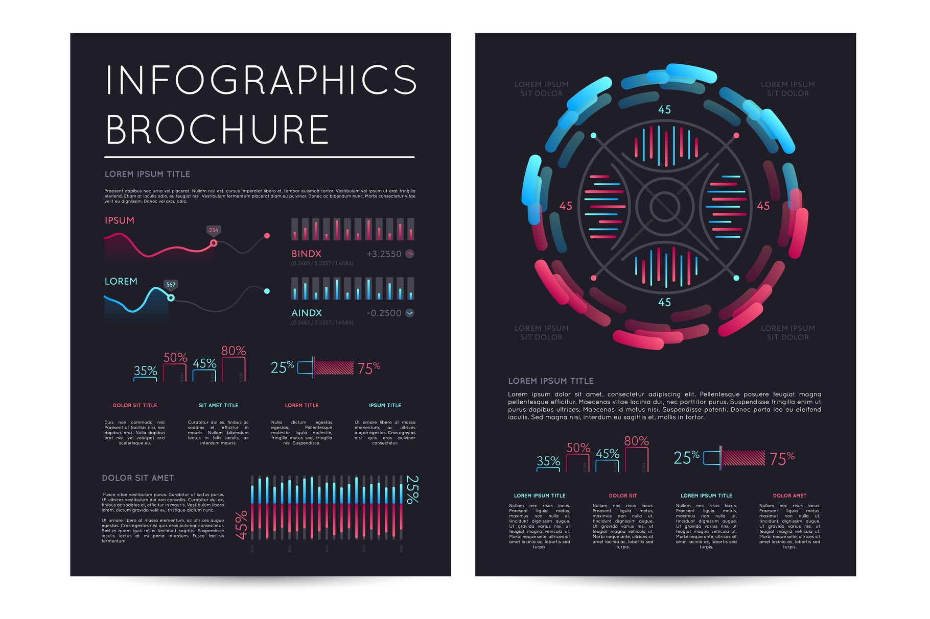 Business infographics brochure with various charts, a Work Illustration ...