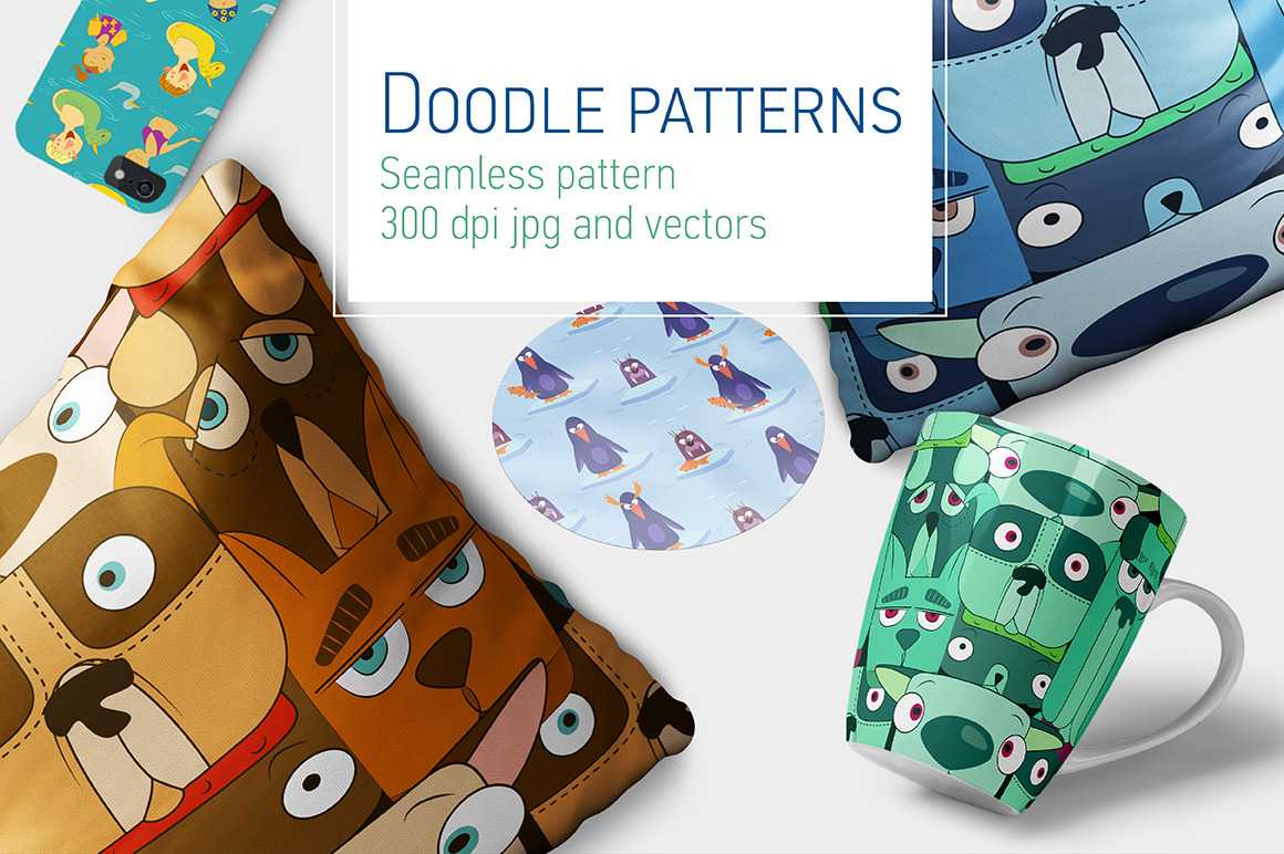 Doodle seamless patterns, a Pattern Graphic by KristinaRadkevich
