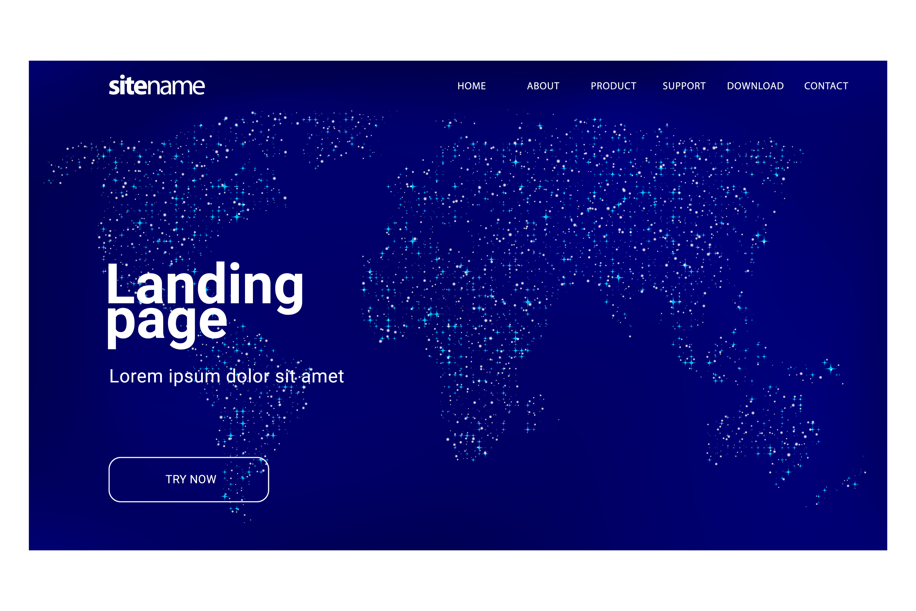 Landing page design with World map, a Templates & Theme by Sunny ...