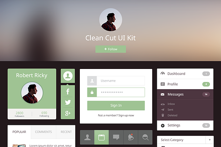 Ocean Blue UI Kit, an UI Kit Template by iris.design