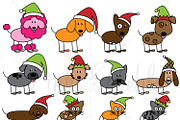Christmas Stick Figure Pets Clipart | Animal Illustrations ~ Creative ...