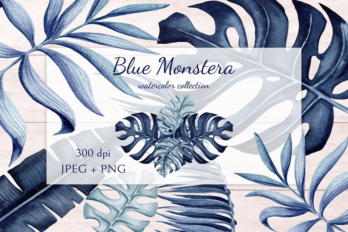 Blue Monstera, an Illustration by Salted Galaxy