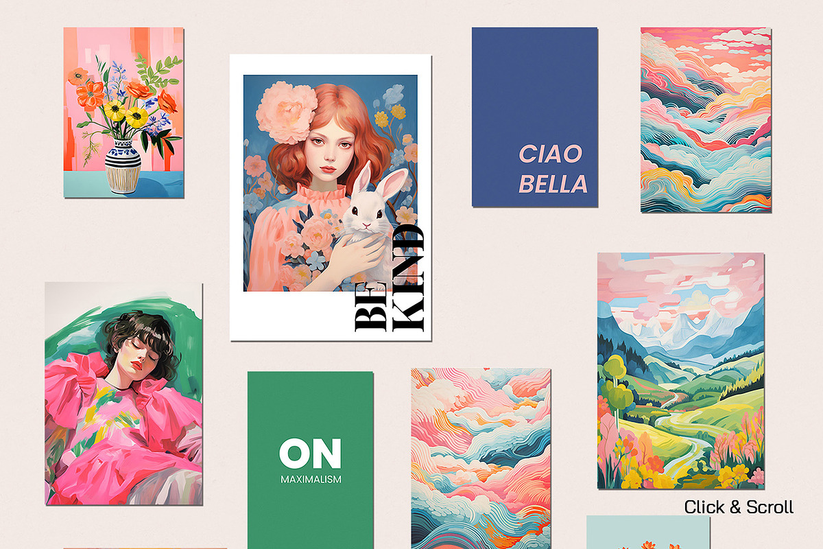 Vibrant Maximalist Wall Art Gallery, a Background Graphic by ...