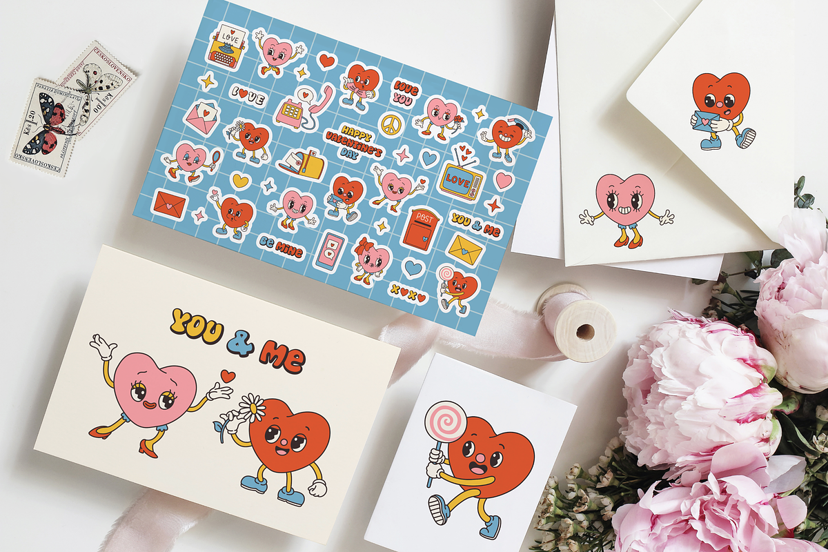 Retro Groovy Valentine's day set