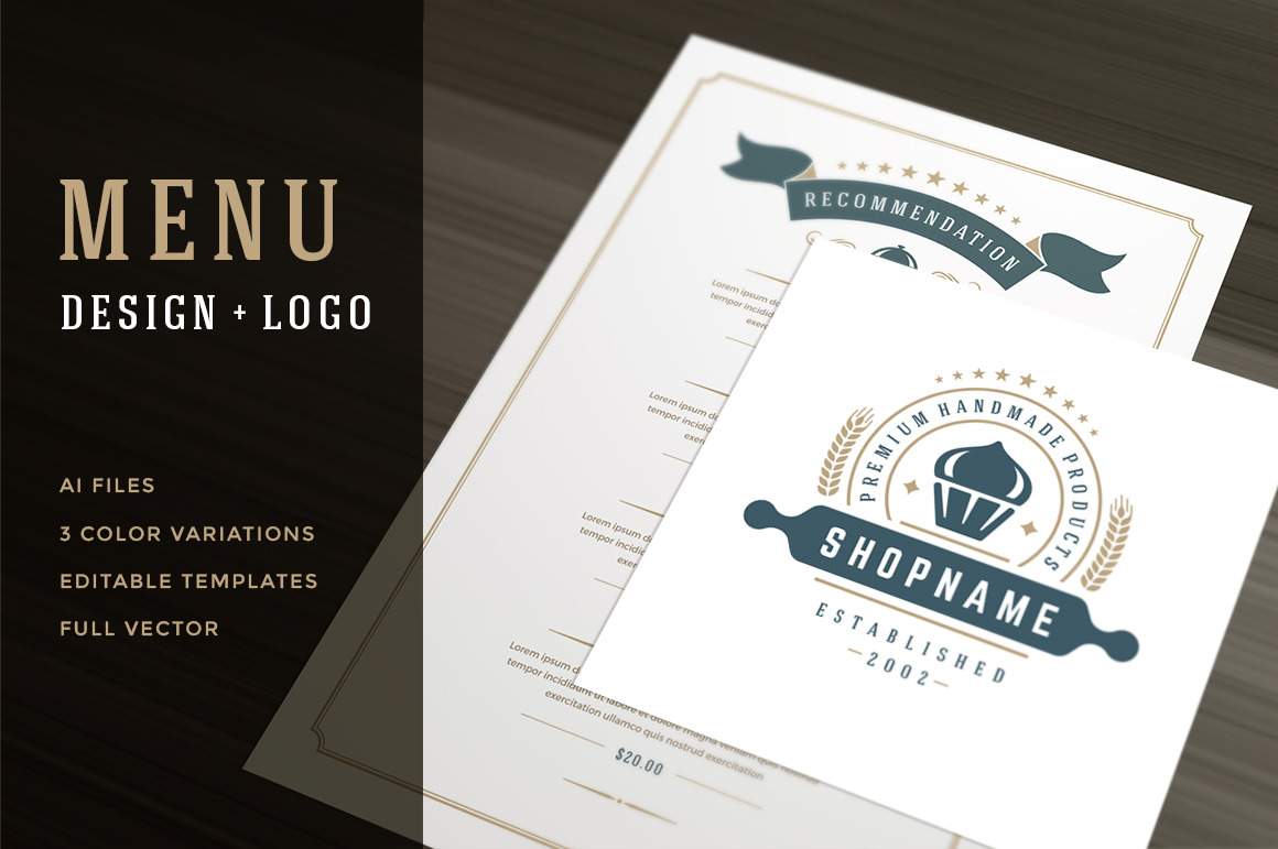 Restaurant Menu with Logo Design, a Brochure Template by Vasya Kobelev