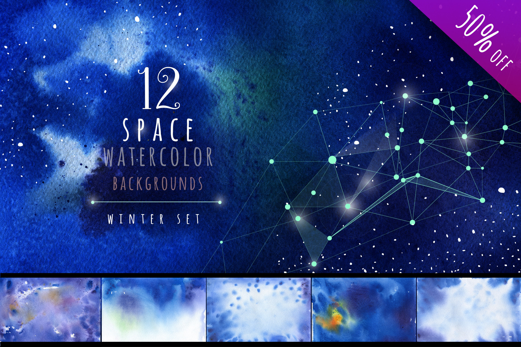 Watercolor Space Backgrounds, a Texture Graphic by Peace ART